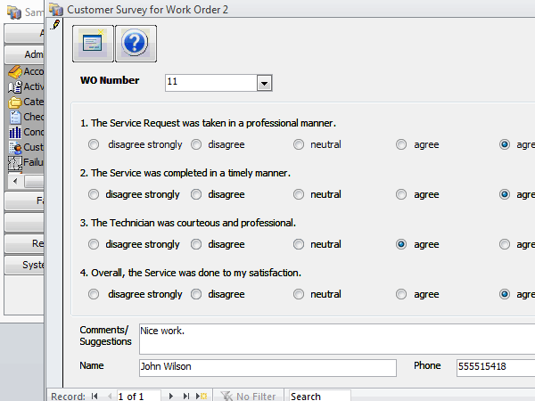 work order number - MicroMain